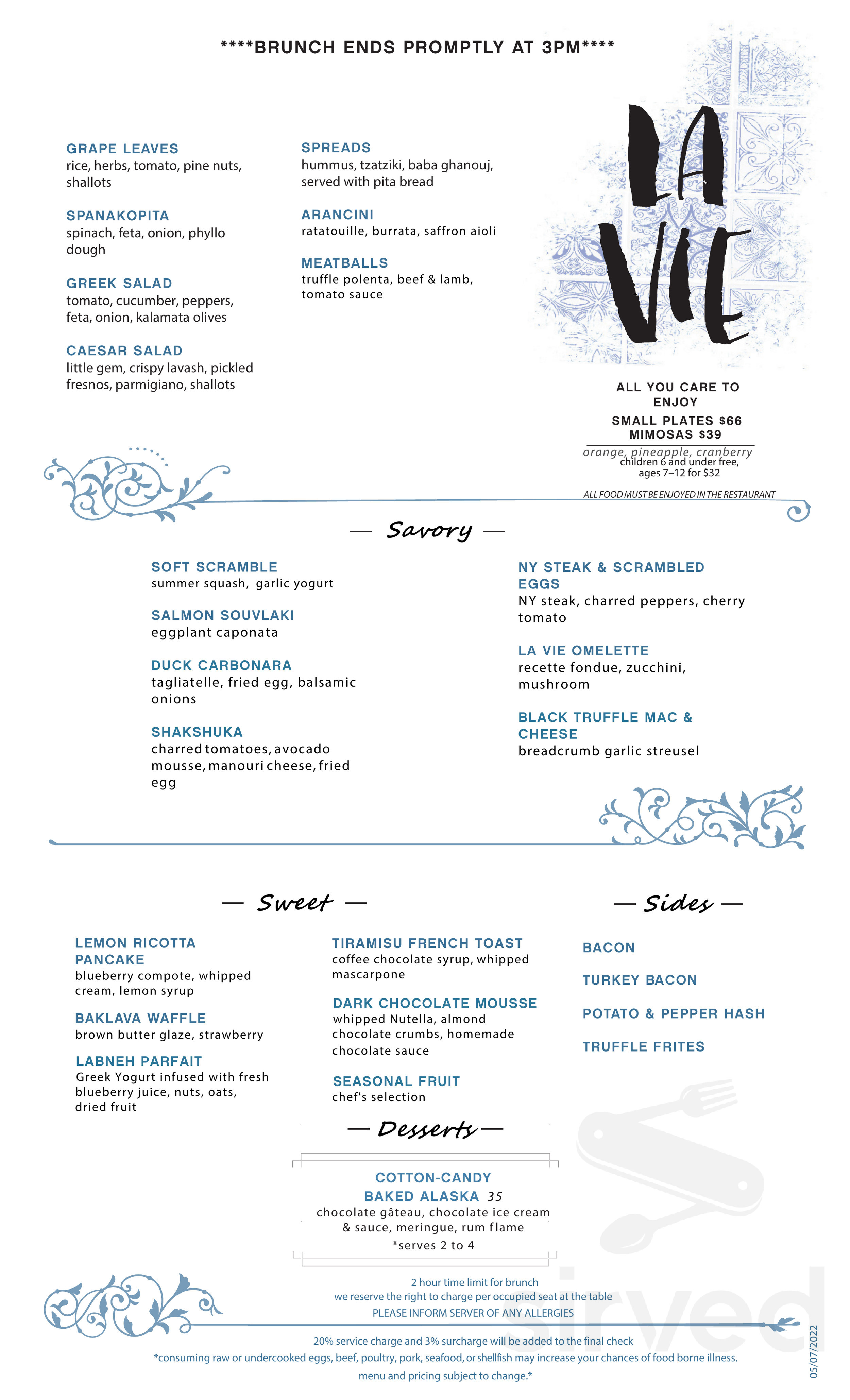 La Vie menus in 88 District Square SW 5th floor, Washington, United States