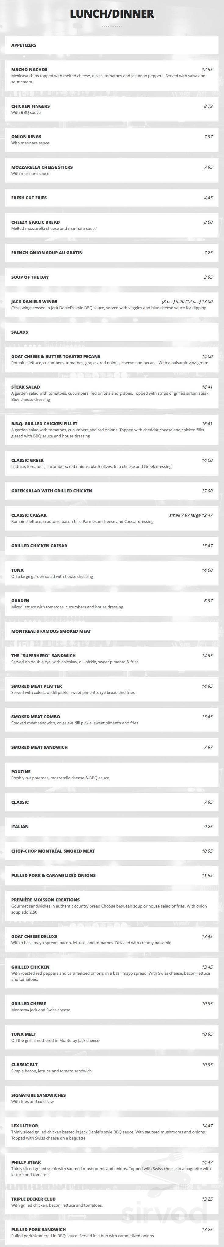 Menu - Montréal QC's Deli Planet | Sirved