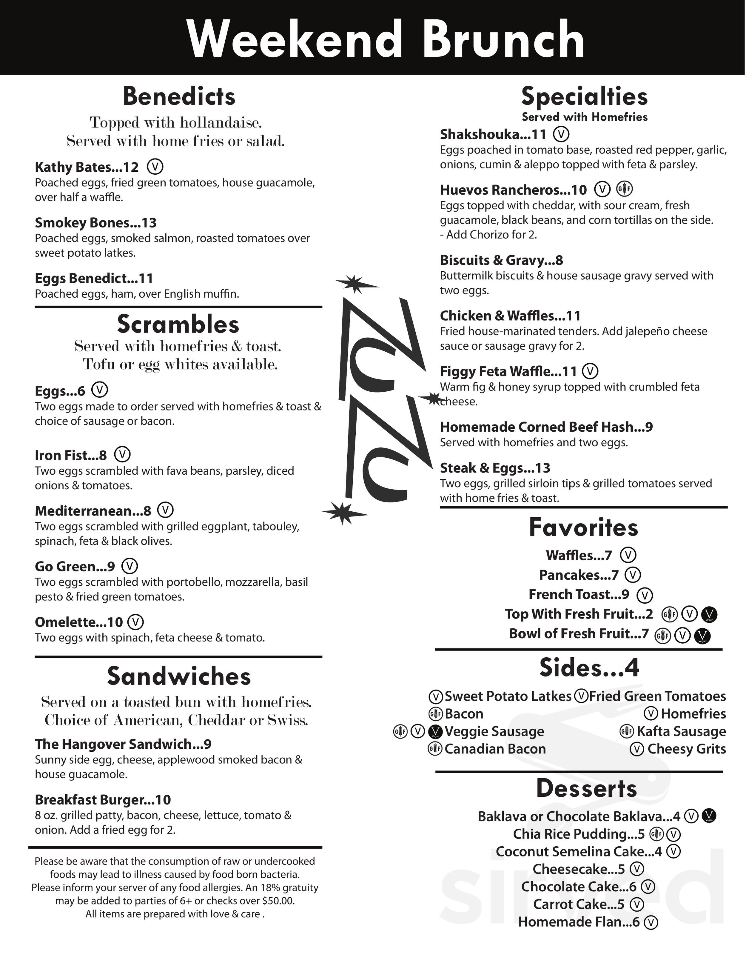 Zuzu menu in Cambridge, Massachusetts, USA