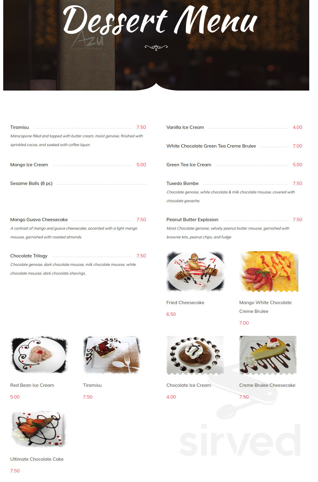 Azu Lucy Ho's menu in Tallahassee, Florida, USA