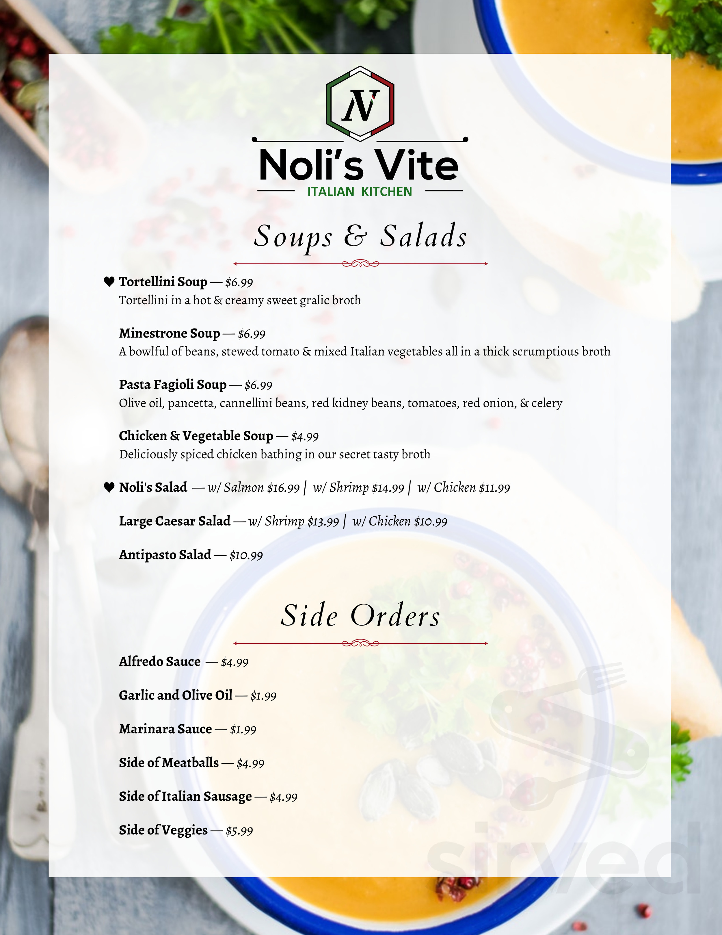 Noli's Vite menus in New Braunfels, Texas, United States