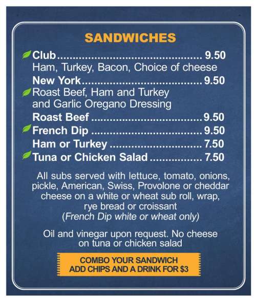 Velocity Cafe menu in Hurlburt Field, Florida, USA