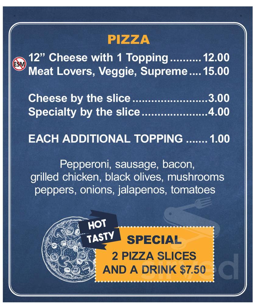 Velocity Cafe menu in Hurlburt Field, Florida, USA
