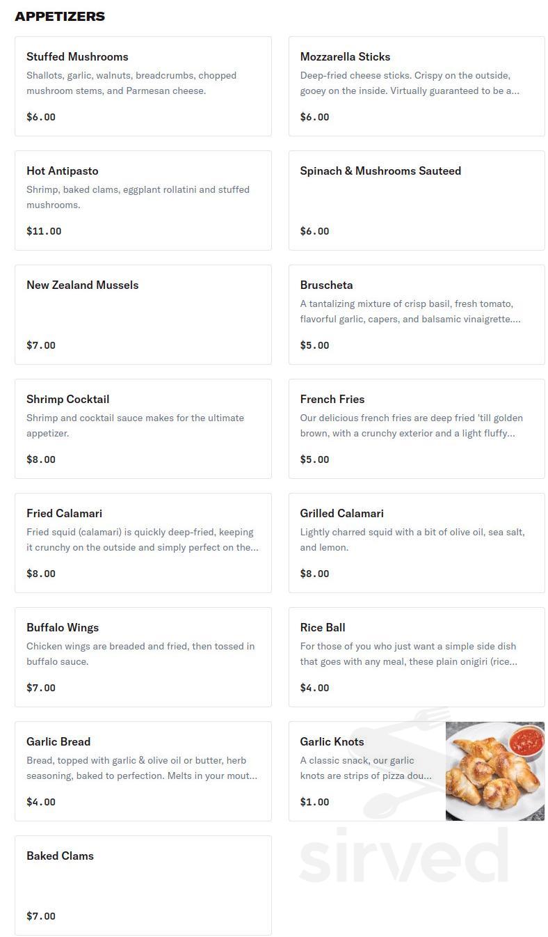 Andrews Pizzeria menu in Queens, New York, USA