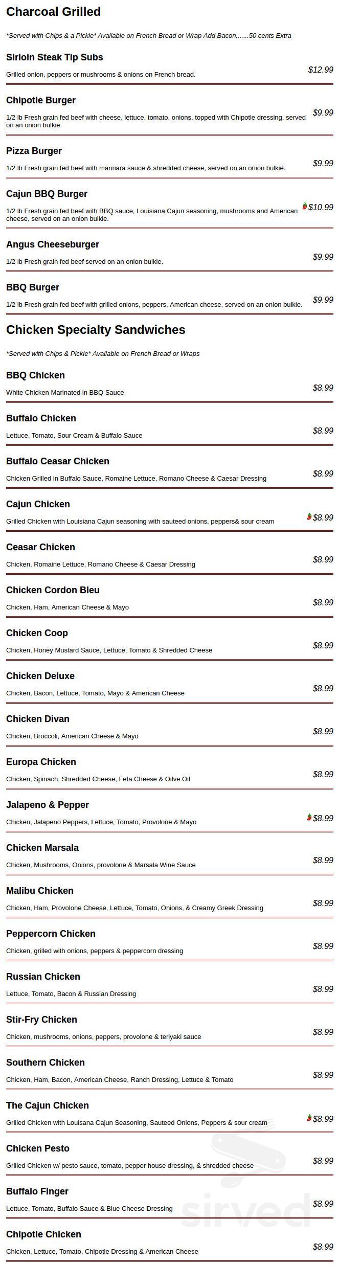 Menu - Holden MA's Specialty Sandwich Co | Sirved