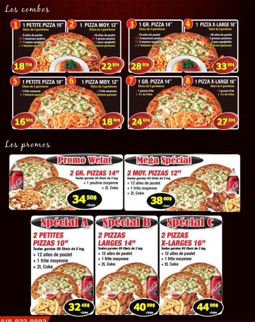 Pizza Welat 2 Pour 1 menu in Lévis, Quebec, Canada