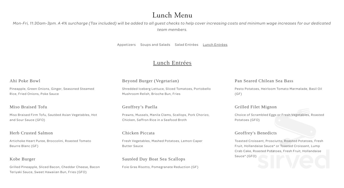 Geoffrey's menus in Malibu, California, United States
