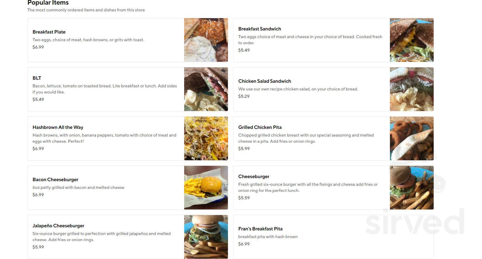 Menu - Jacksonville FL's Sara’s Bakery Cafe | Sirved