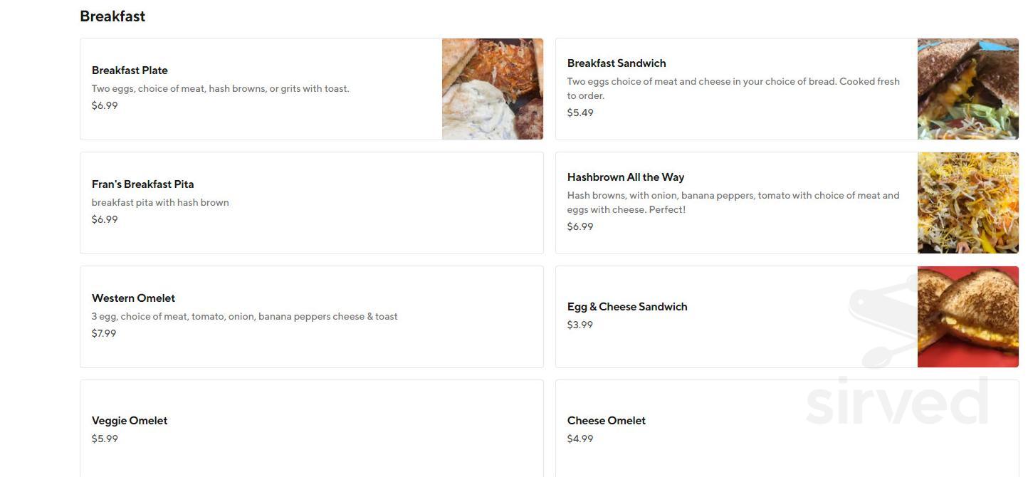 Menu - Jacksonville FL's Sara’s Bakery Cafe | Sirved