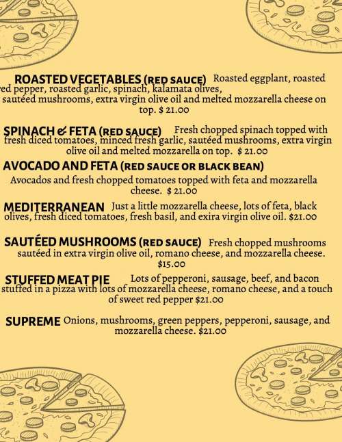 Christian's Pizza menu in Charlottesville, Virginia, USA