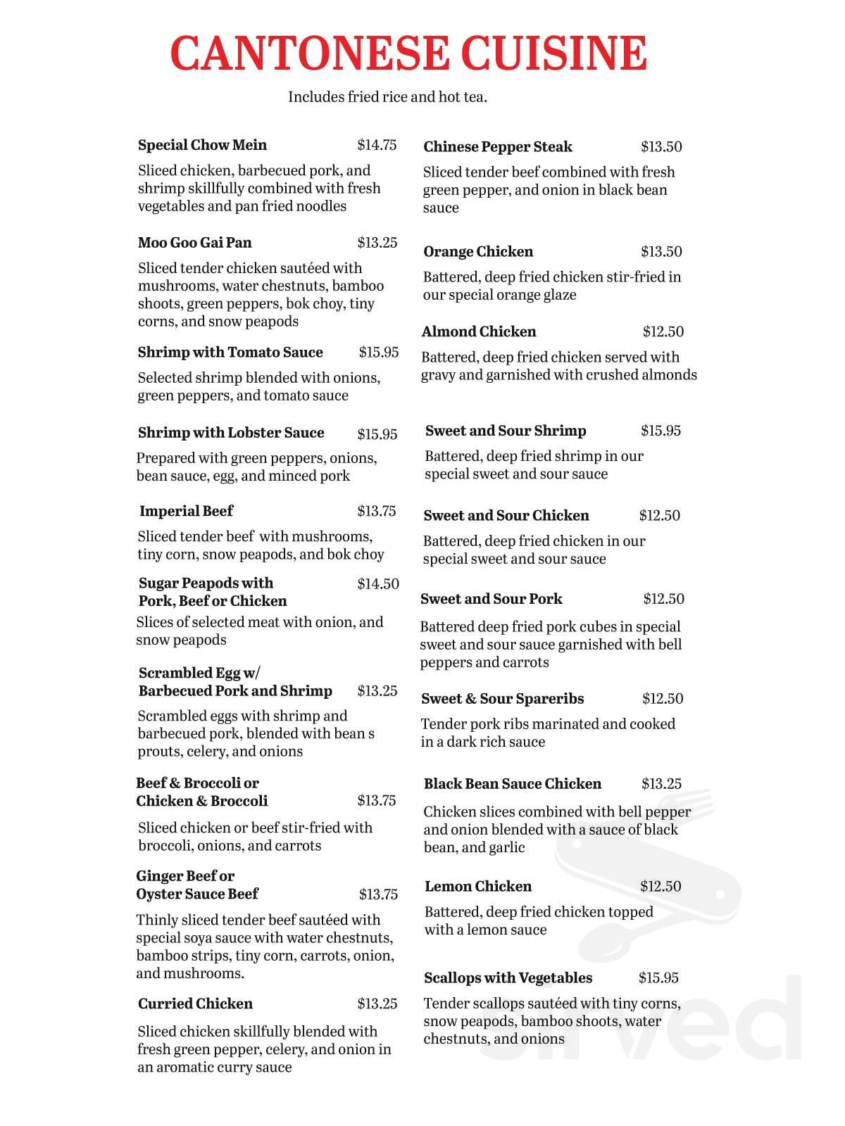 Menu - Yakima WA's Golden Wheel Restaurant | Sirved