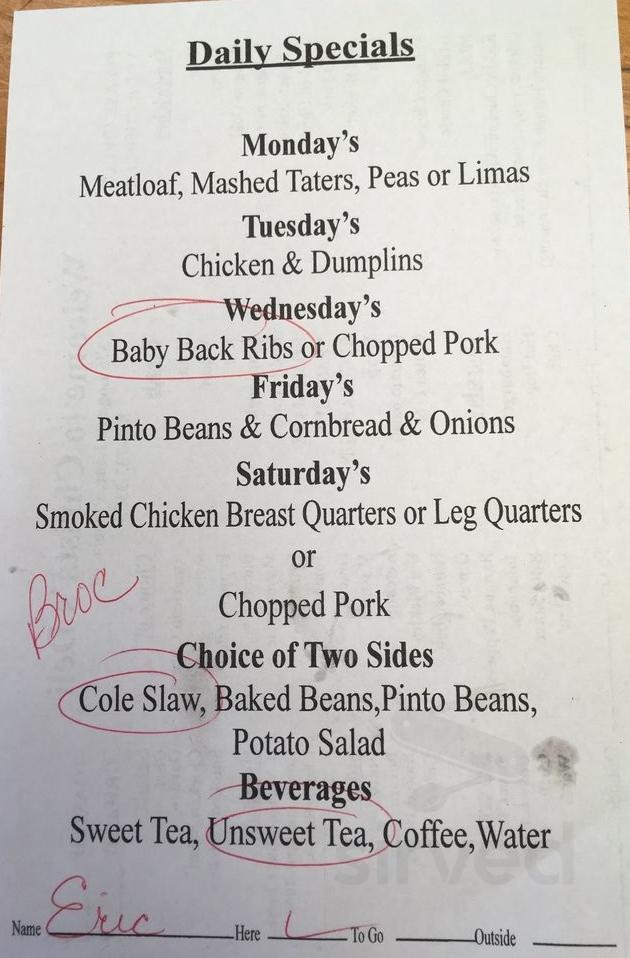 Menu - Newland NC's Christa's Country Corner | Sirved