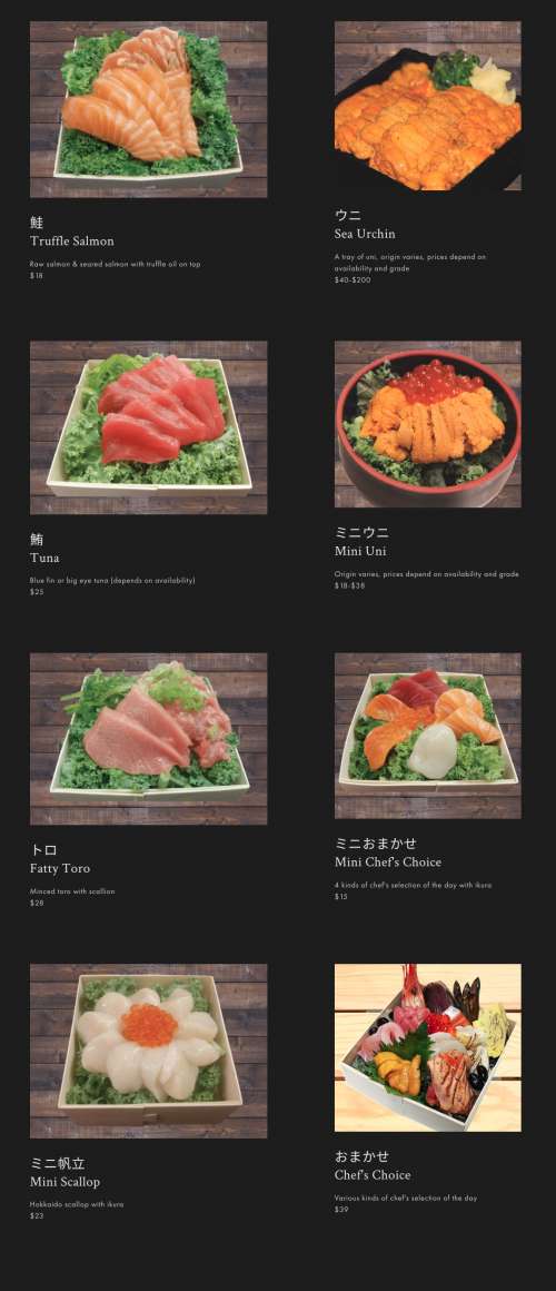 The Grubbies menu in San Francisco, California, USA