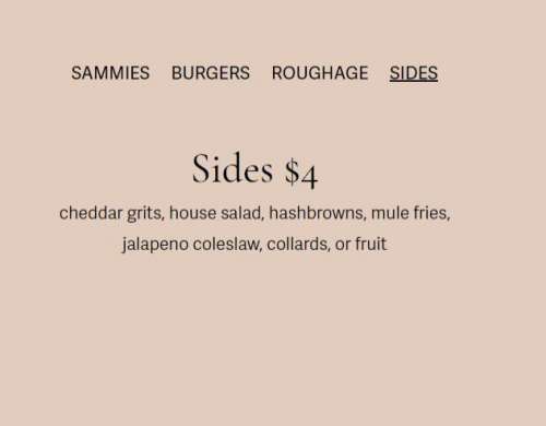 The Sage Mule menu in Greensboro, North Carolina, USA