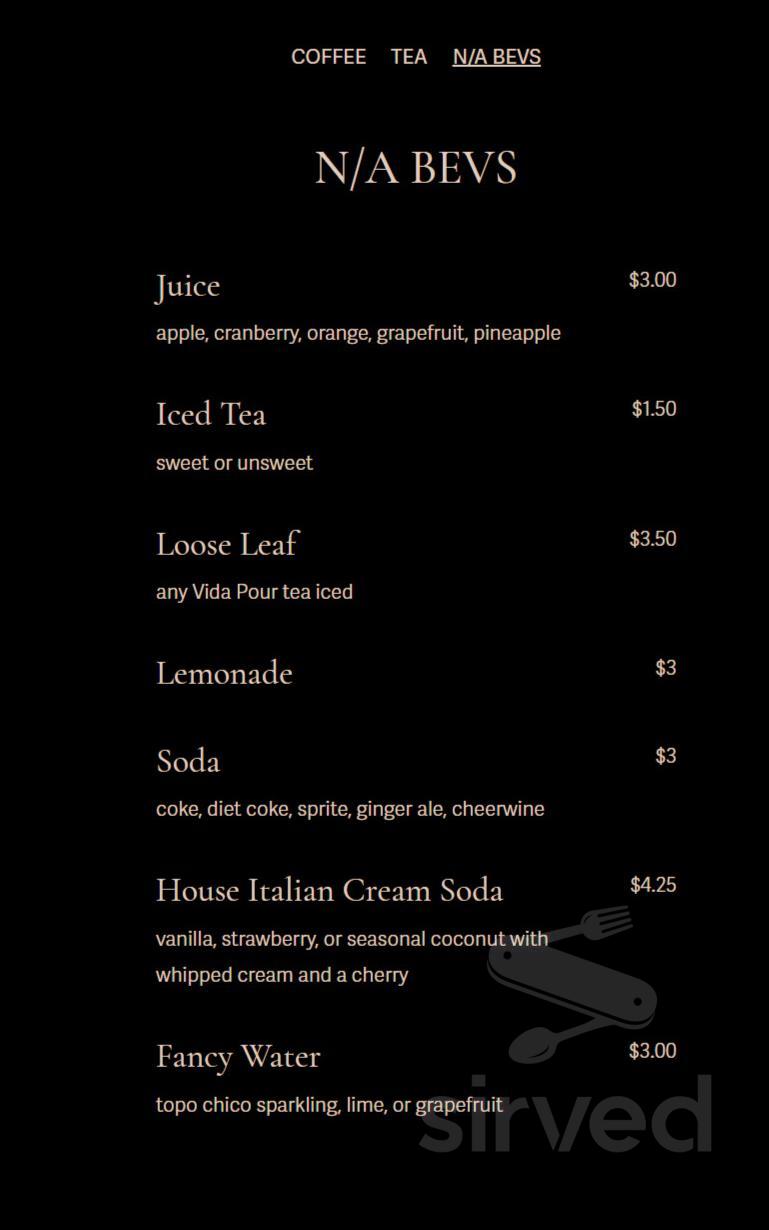 The Sage Mule menu in Greensboro, North Carolina, USA