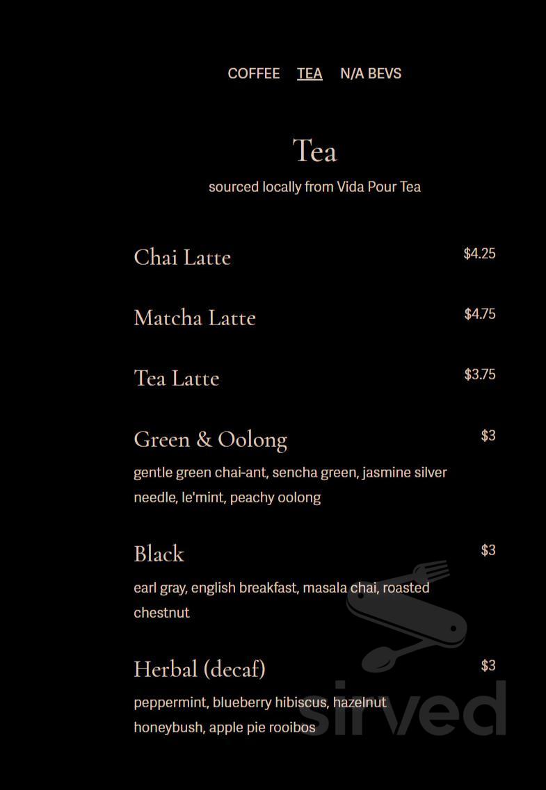 The Sage Mule menu in Greensboro, North Carolina, USA