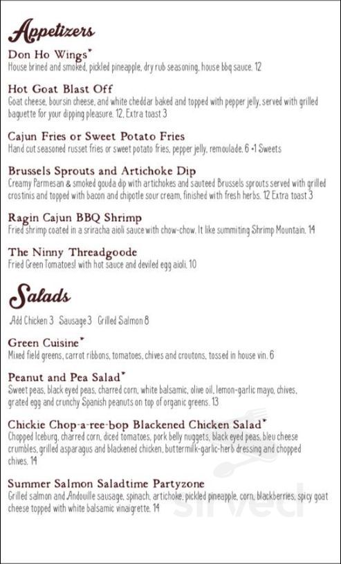 The Old Goat menu in Grand Rapids, Michigan, USA