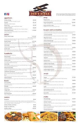 Don's Diner menu in Dawson Creek, British Columbia, Canada