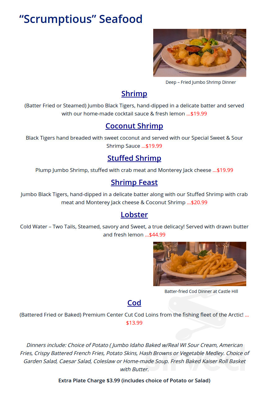 Castle Hill Supper Club menu in Merrillan, Wisconsin, USA