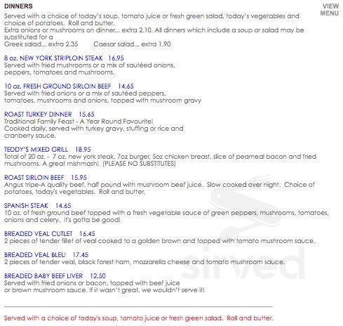 Teddy's Restaurant & Deli menus in Oshawa, Ontario, Canada