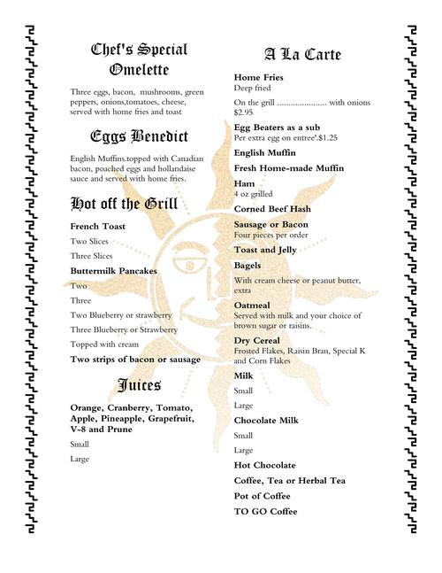 Greenhouse Restaurant menu in Caribou, Maine, USA