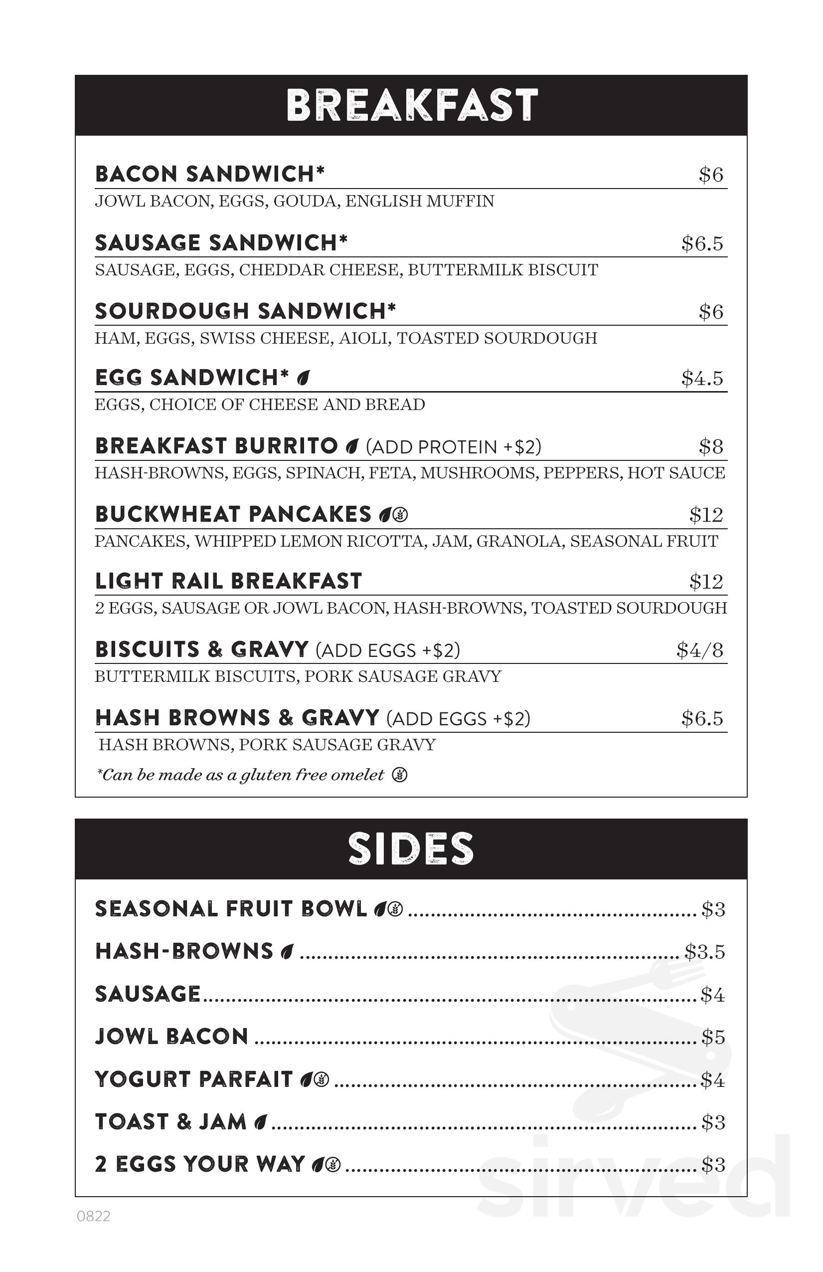Menu - Winona Lake IN's Light Rail Cafe & Roaster | Sirved