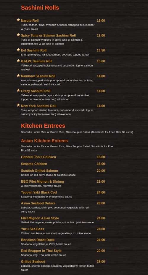 Zaza Japan menu in East Northport, New York, USA