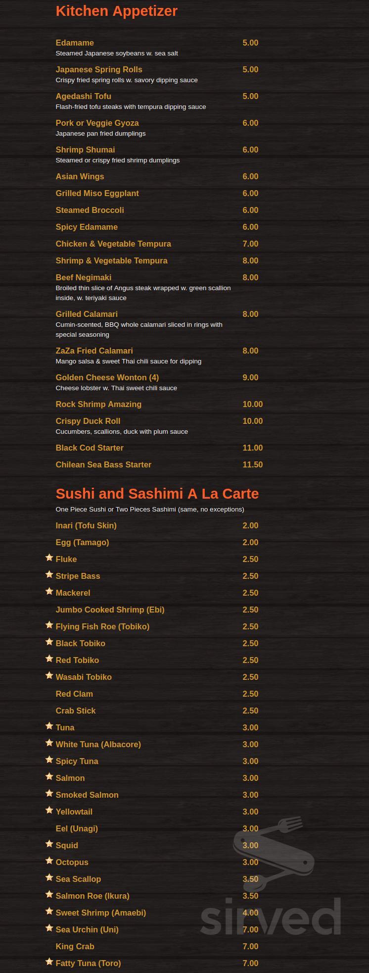 Zaza Japan menu in East Northport, New York, USA