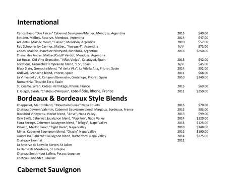 Stab's Prime Steak and Seafood menu in Baton Rouge, Louisiana, USA