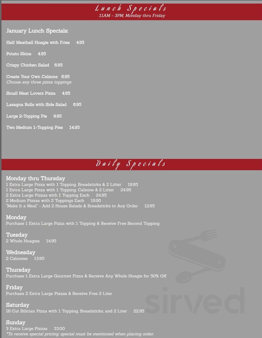 Menu for Pizza Pie in Butler, PA | Sirved