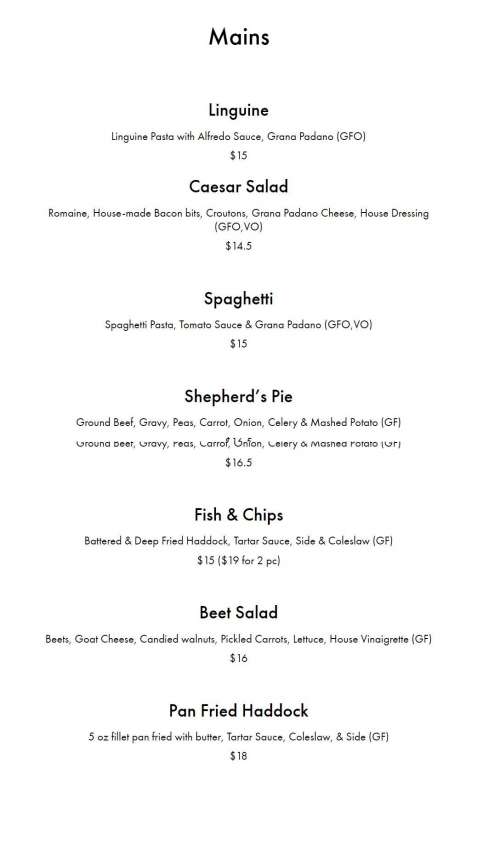 Easy Street Diner menu in Halifax, Nova Scotia, Canada