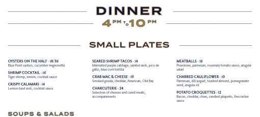 The Lot at Edgewater Menu - Oakmont, Pennsylvania | Sirved