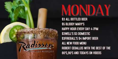 RBG (Radisson Bar & Grill) menu in McAllen, Texas, USA
