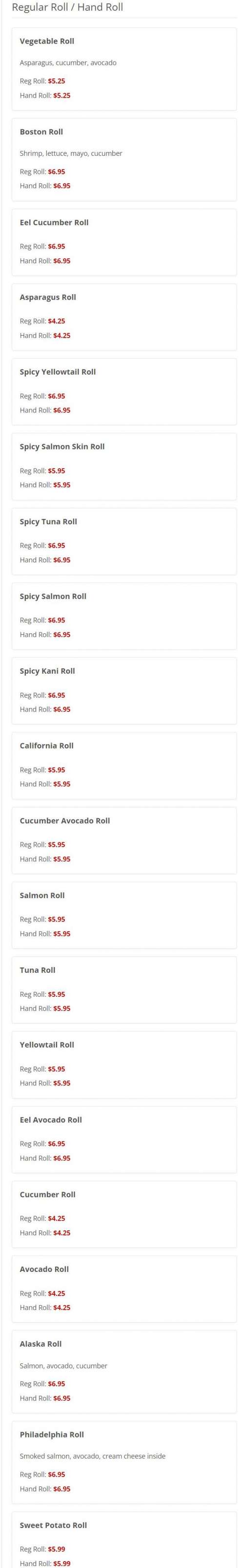 straw hat poke menu in Tallahassee, Florida, USA