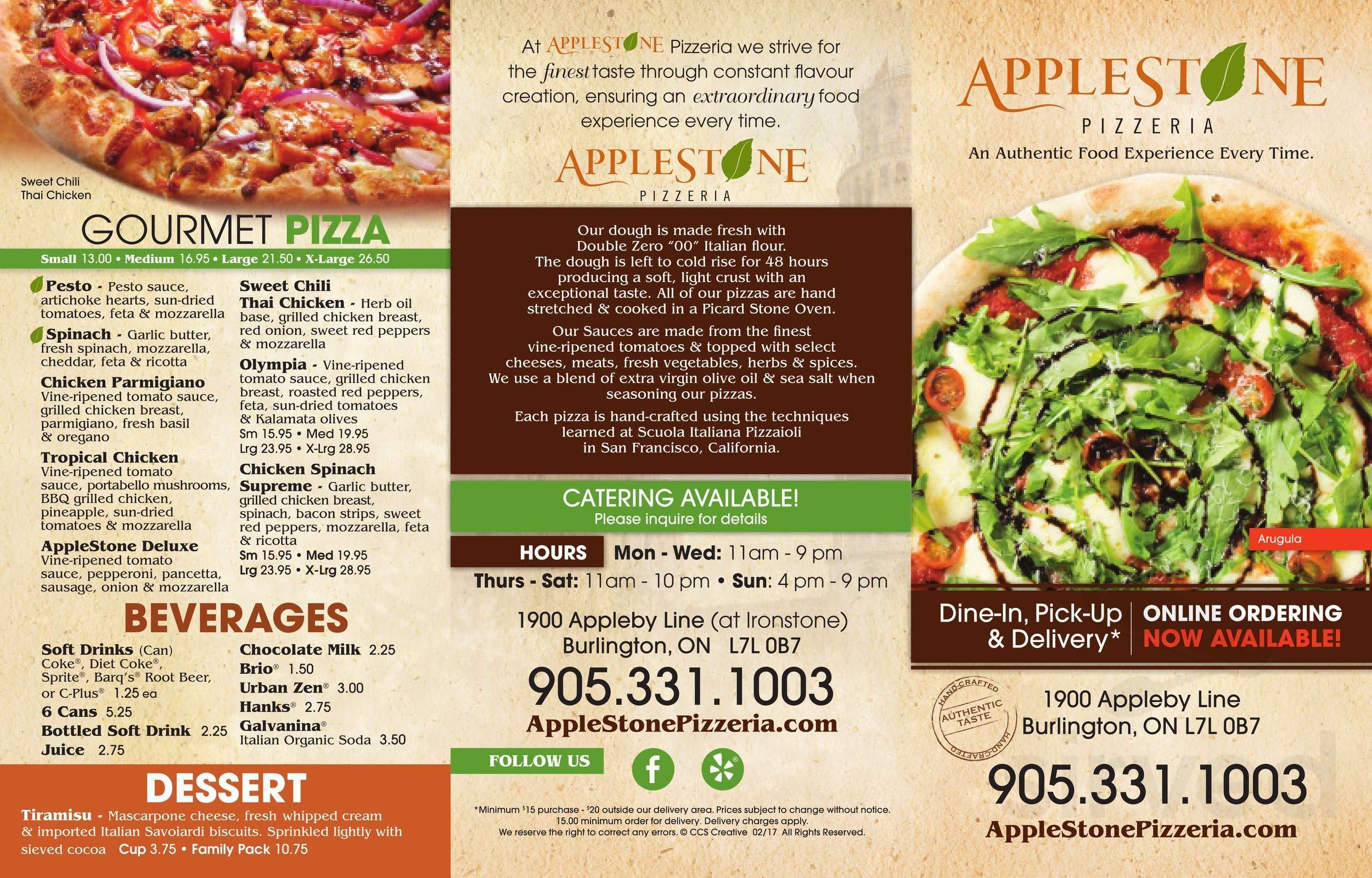 Applestone Pizzeria menus in Burlington, Ontario, Canada