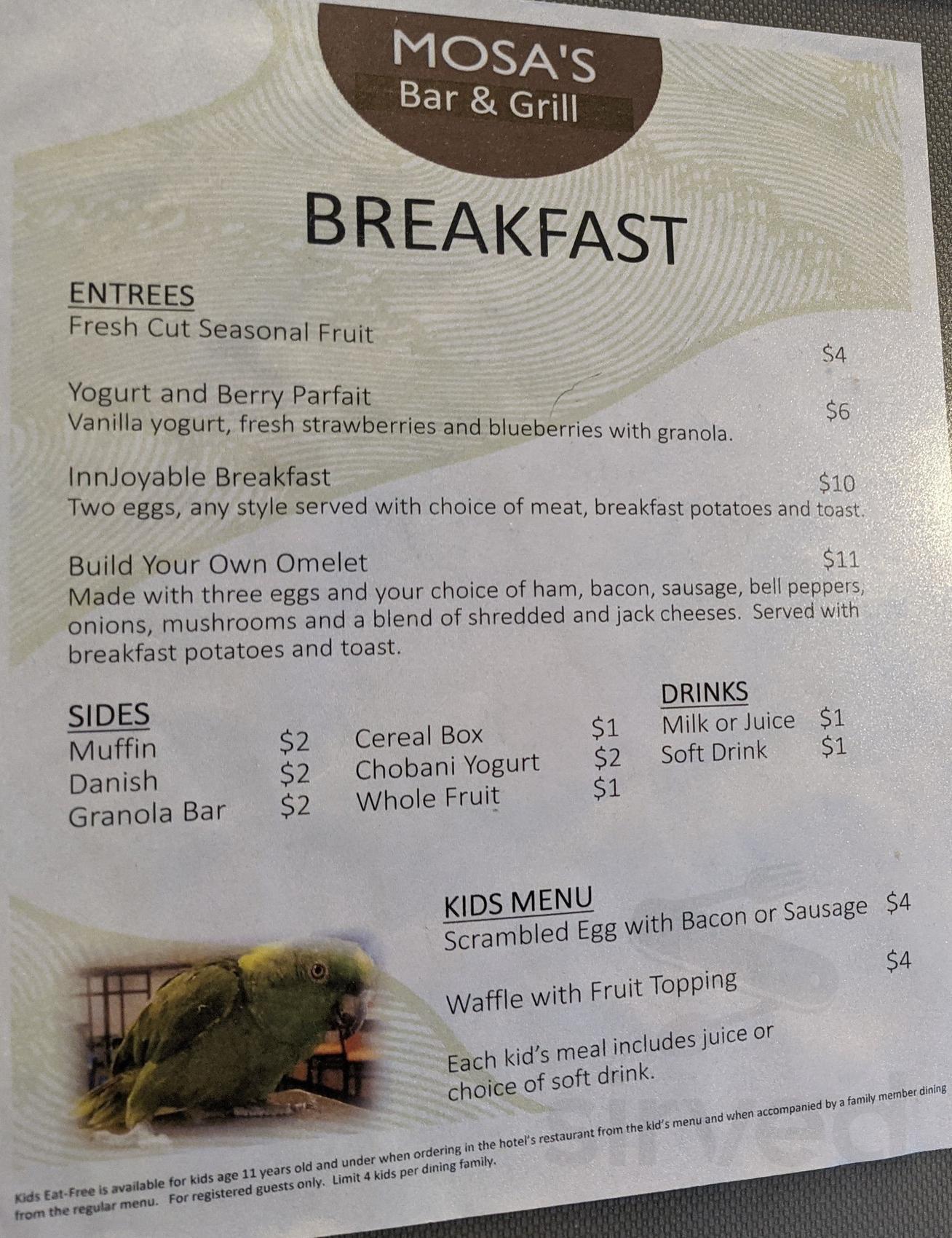 Menu - Charleston WV's Mosa Cafe & Grille | Sirved