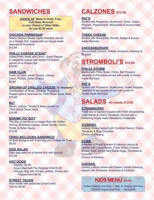 Cousin Pat's Pub & Grill menu in Estes Park, Colorado, USA