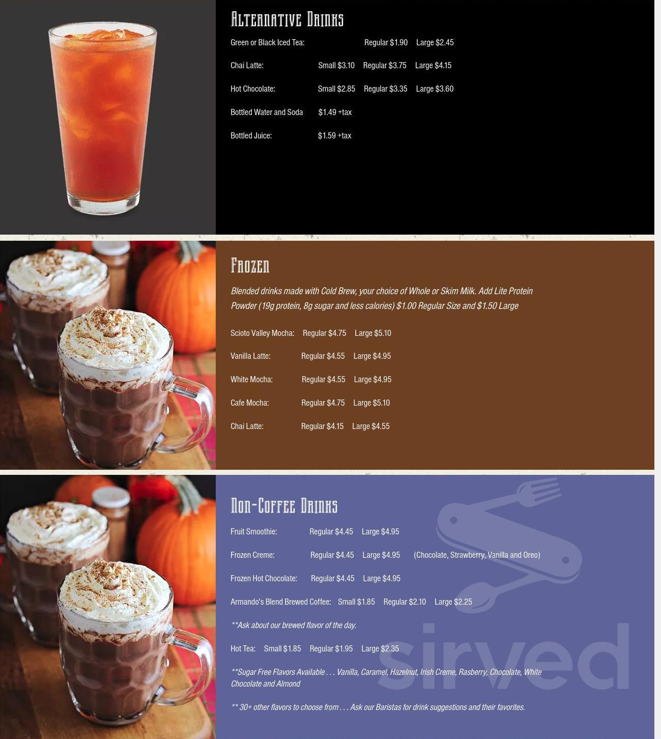 Menu - Circleville OH's Scioto Valley Coffee | Sirved