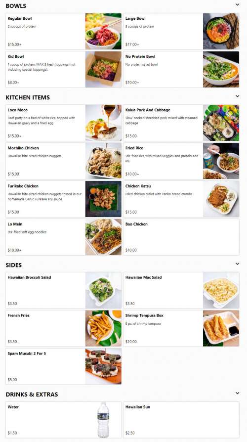 Blowfish Poké & Grill menu in Marriottsville, Maryland, USA