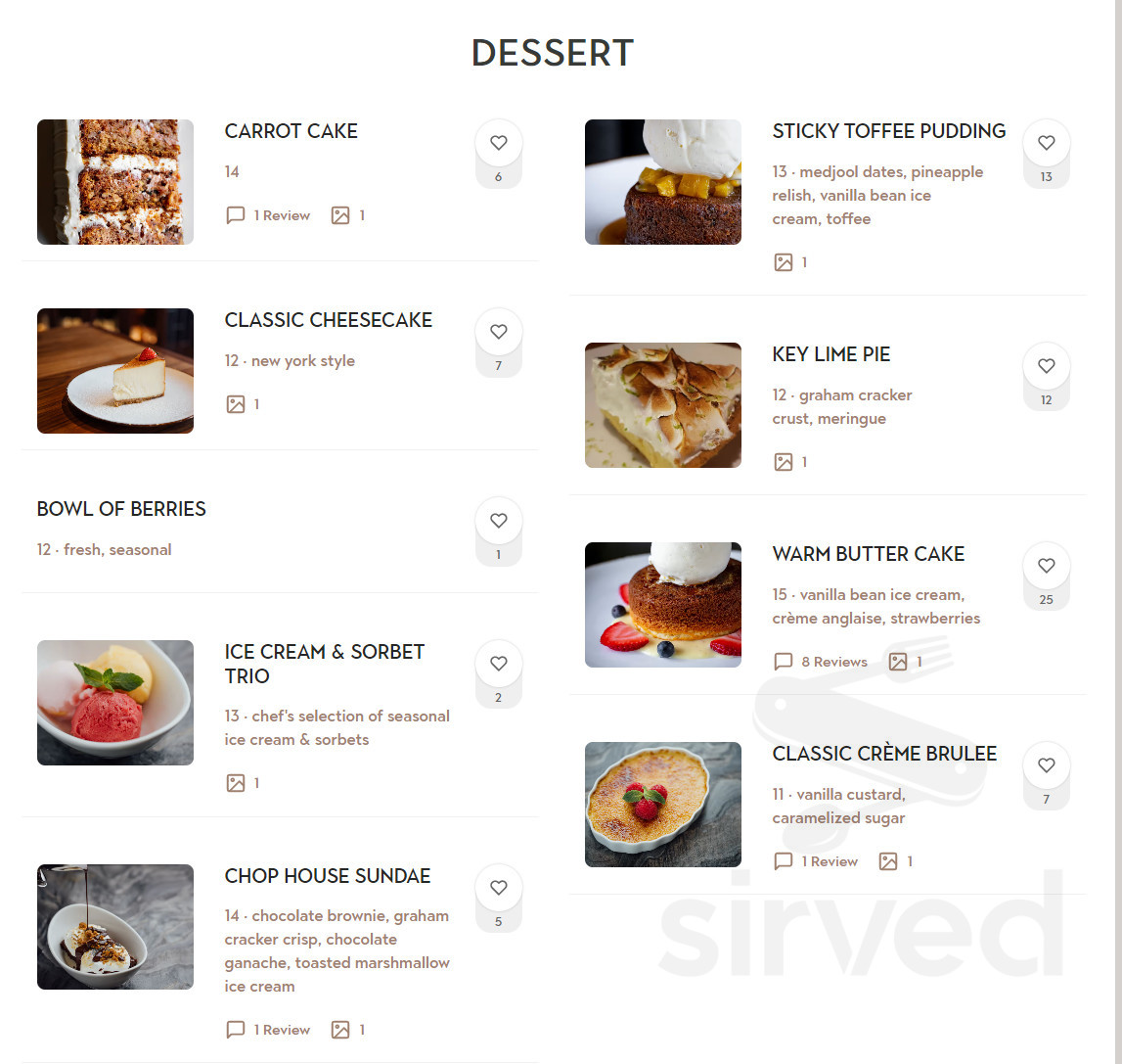 OLD BREA CHOP HOUSE menu in Brea, California, USA