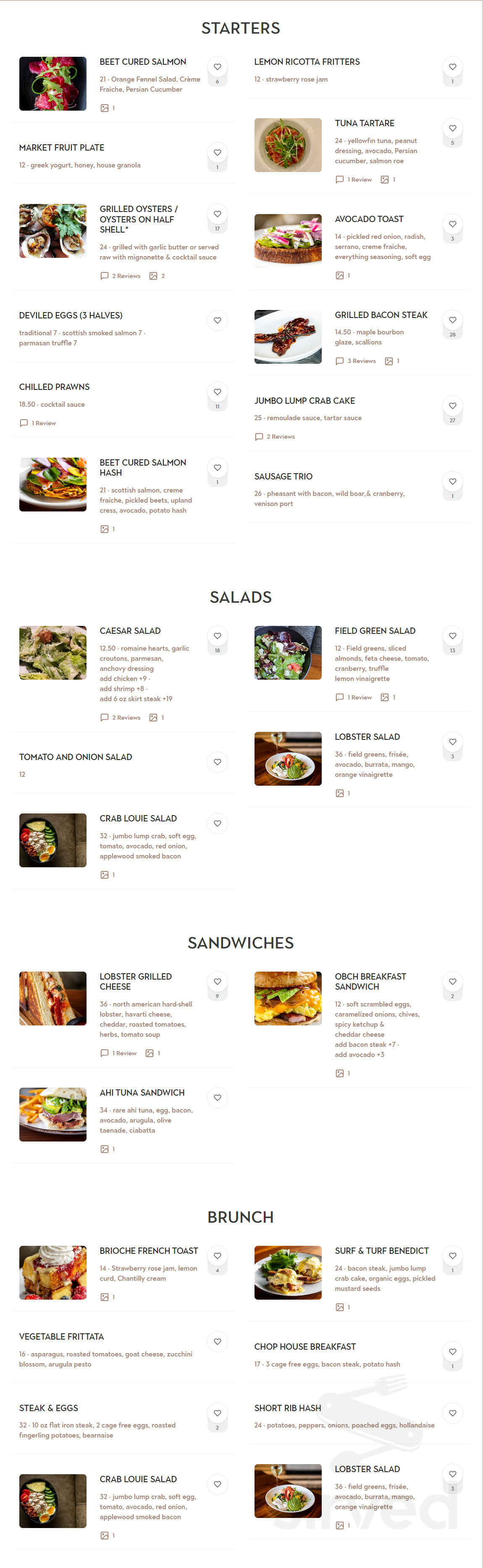 OLD BREA CHOP HOUSE menu in Brea, California, USA