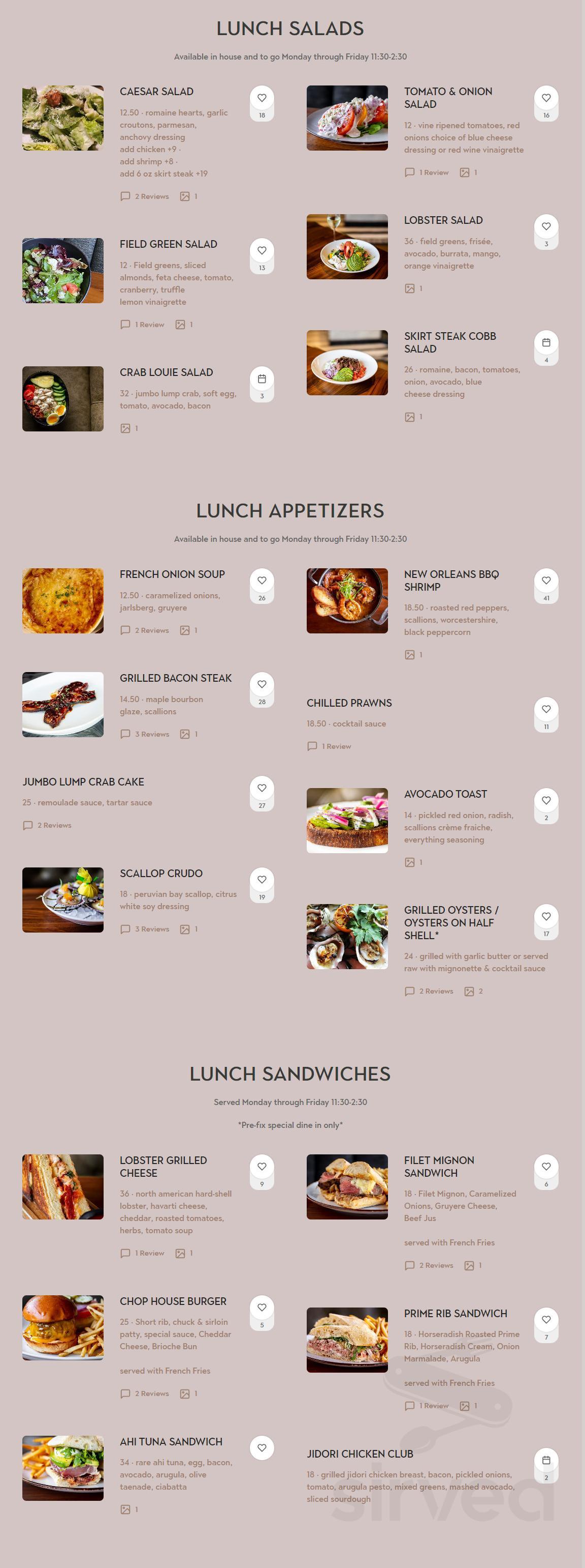 OLD BREA CHOP HOUSE menu in Brea, California, USA