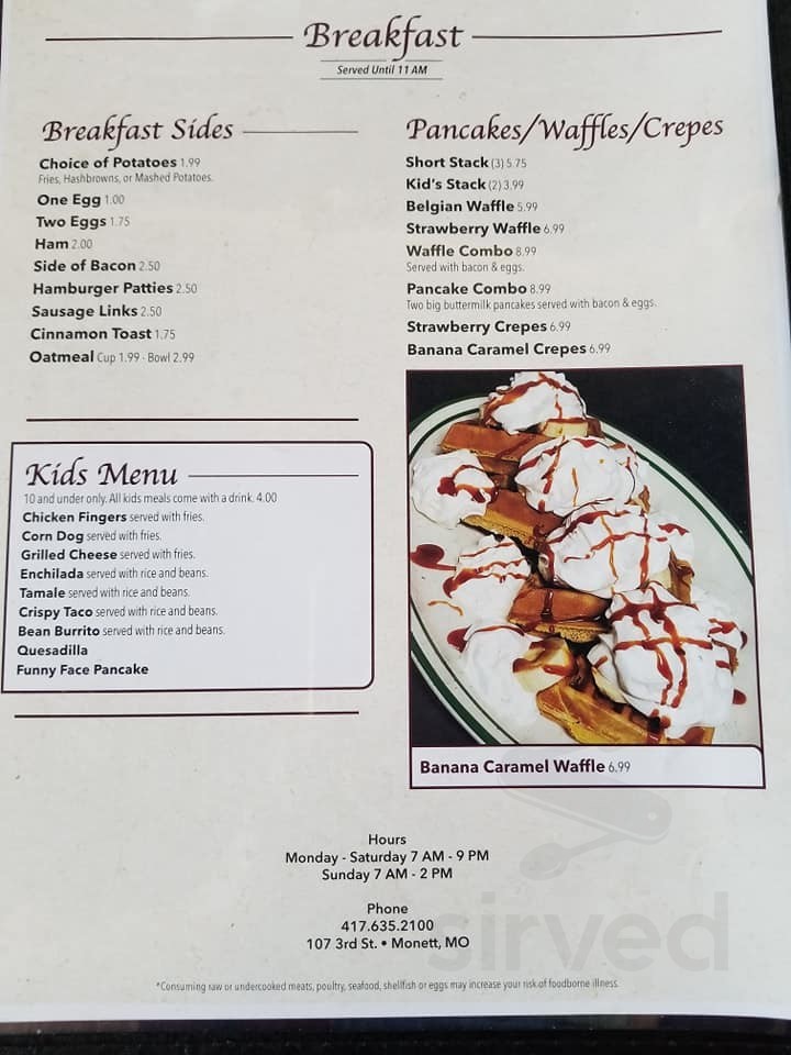 Romy's Restaurant menu in Monett, Missouri, USA