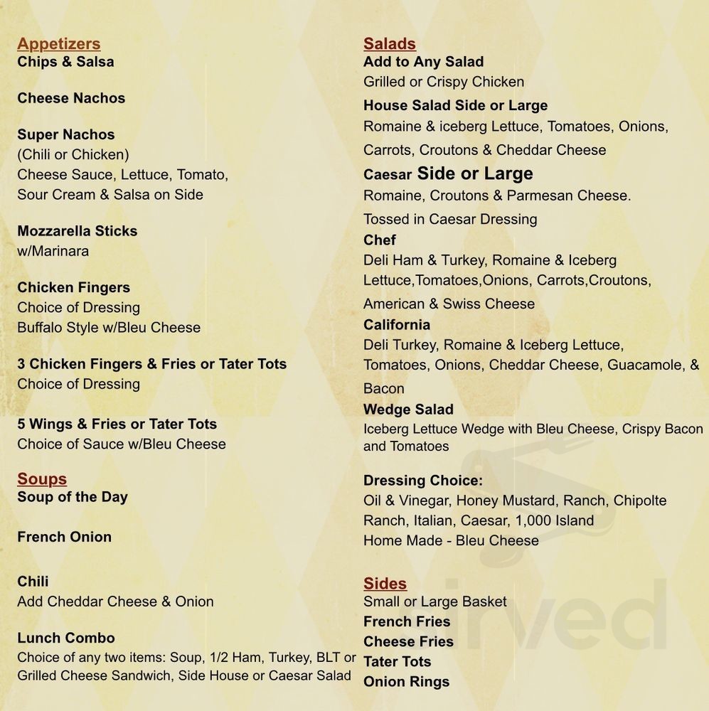 Circus Bar menu in Pompano Beach, Florida, USA