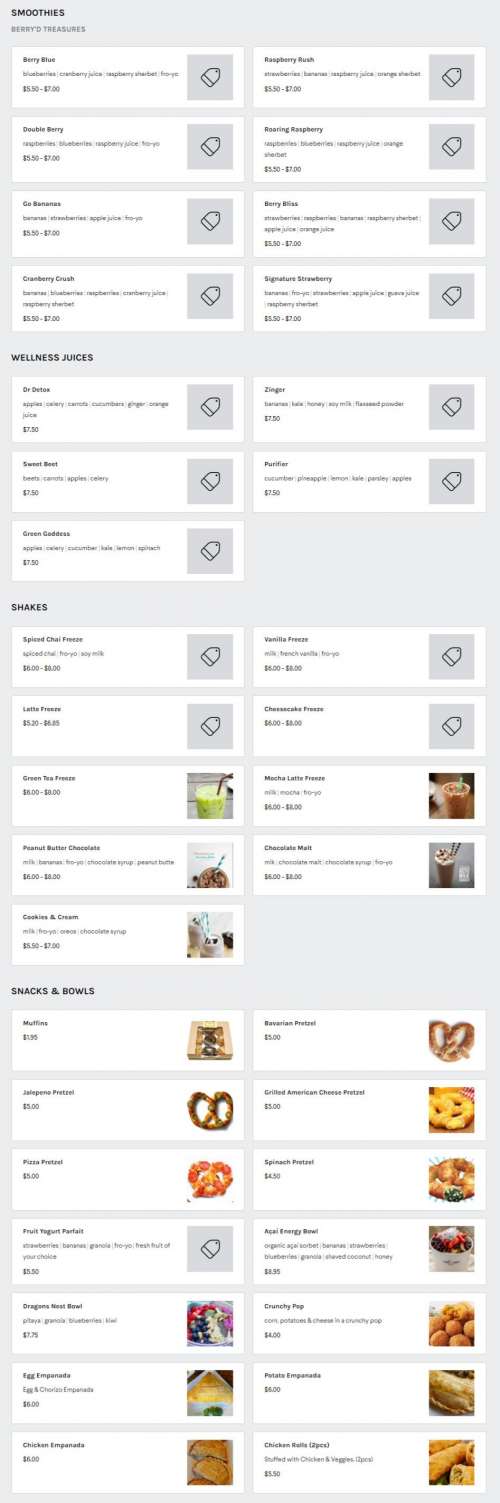 Fruit Shack Smoothies & Yogurt menu in Oro Valley, Arizona, USA