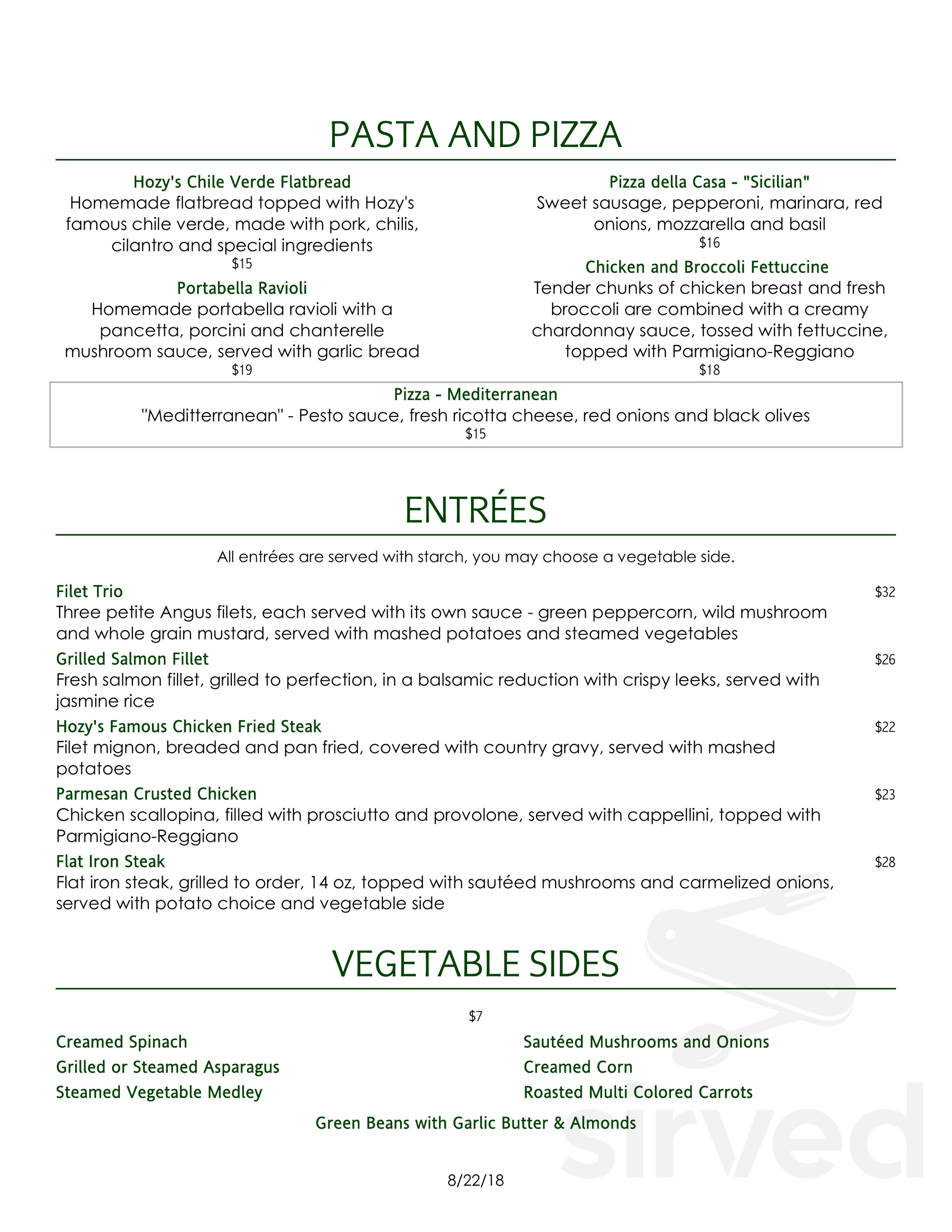 Menu for Hozy's Grill in Santa Paula, CA | Sirved