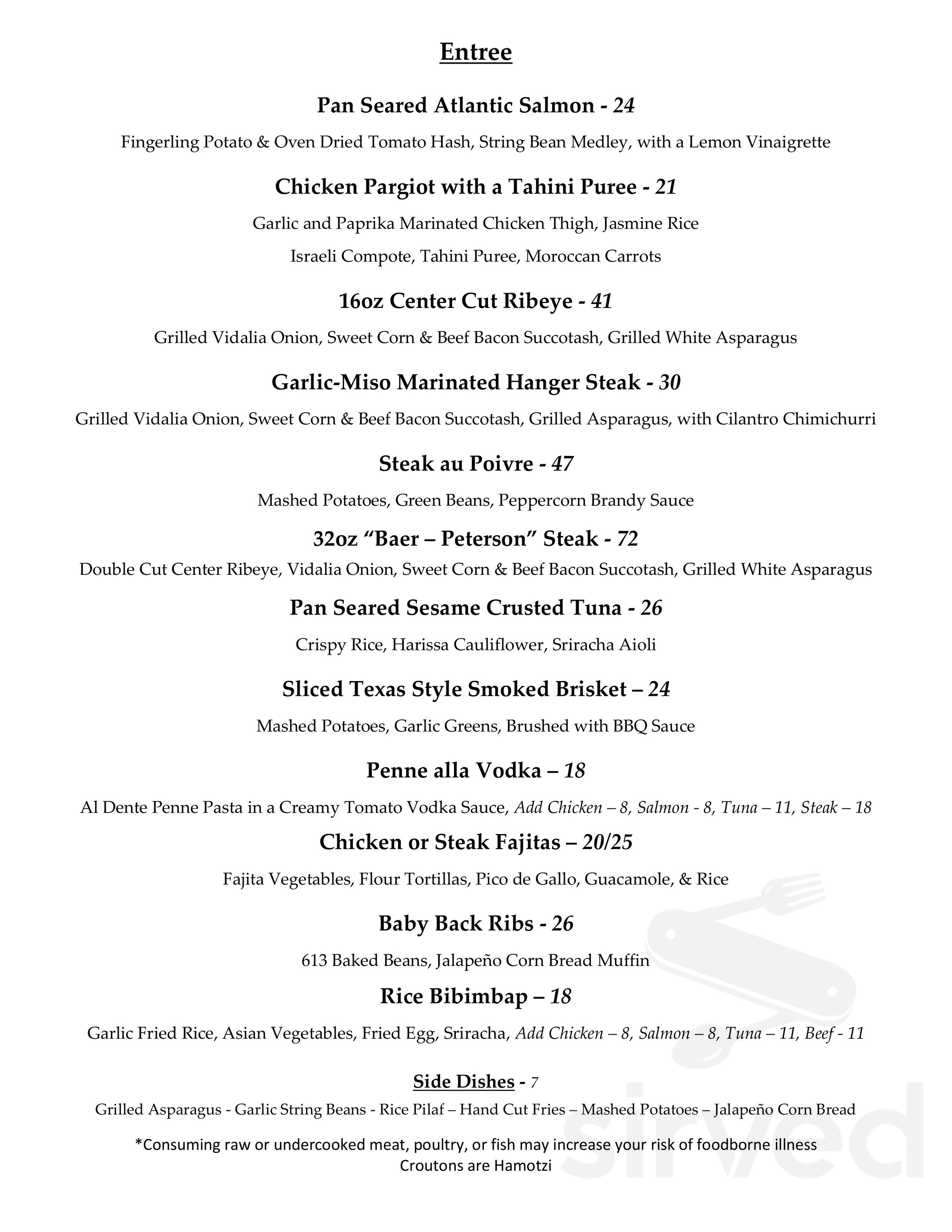 Six Thirteen menu in Stamford, Connecticut, USA