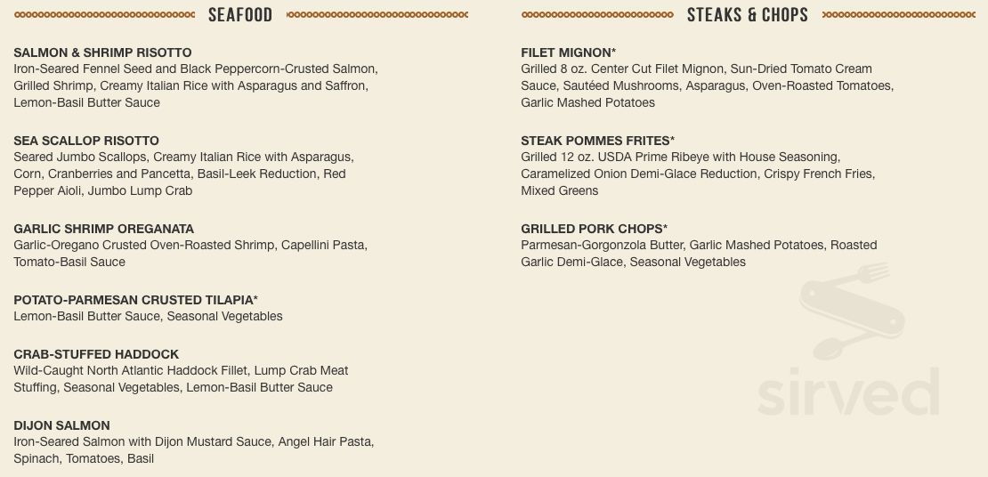 Biaggi's Ristorante Italiano menu in Naperville, Illinois, USA