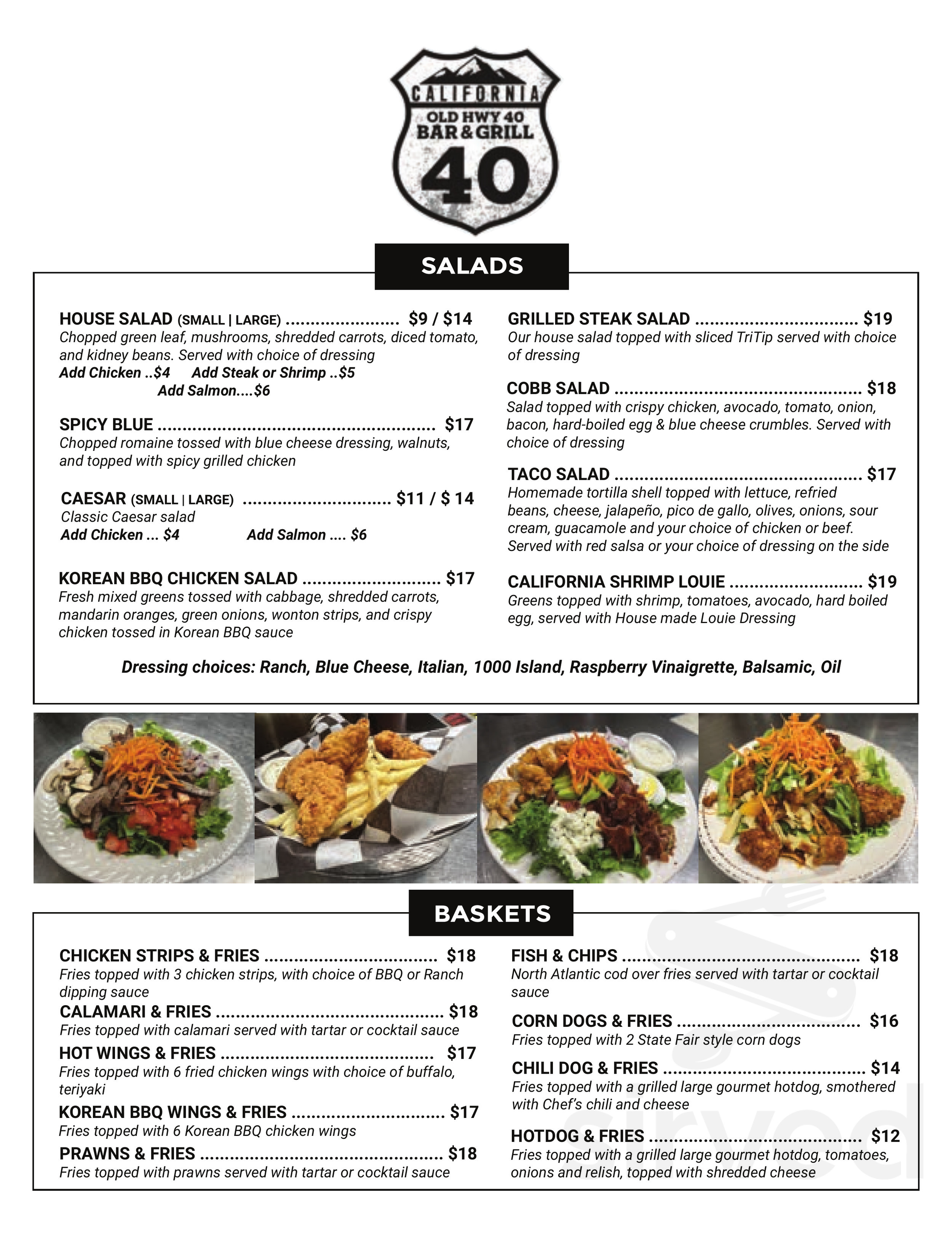 Menu - Norden CA's Donner ski ranch | Sirved