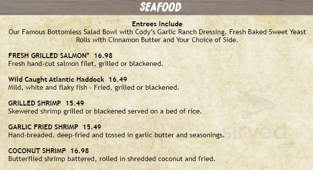 Cody's Original Roadhouse -Sebring menus in Sebring, Florida, United States